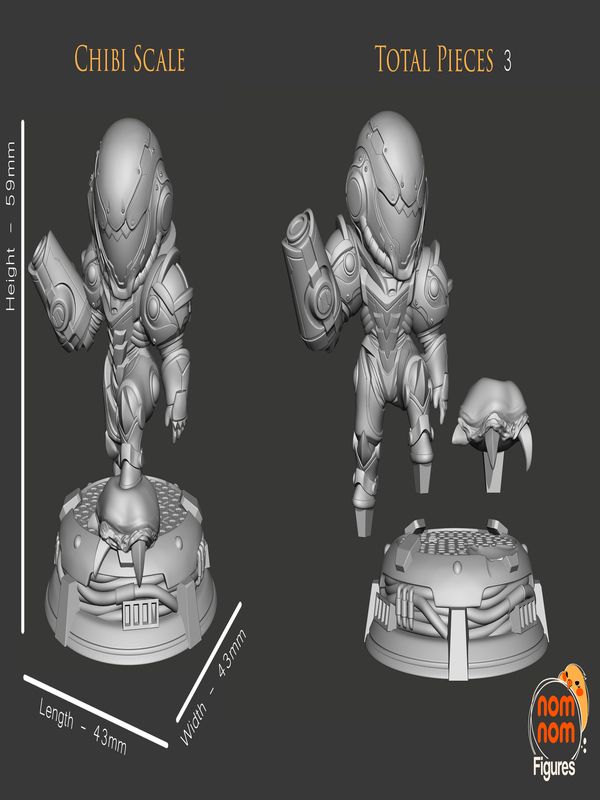 CHIBI SAMUS ARAN - METROID. QueenFreak3D. IMPRESION3D